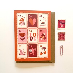 Love Postage Stamp Card- Valentine Card, Friend, Love - Etsy
