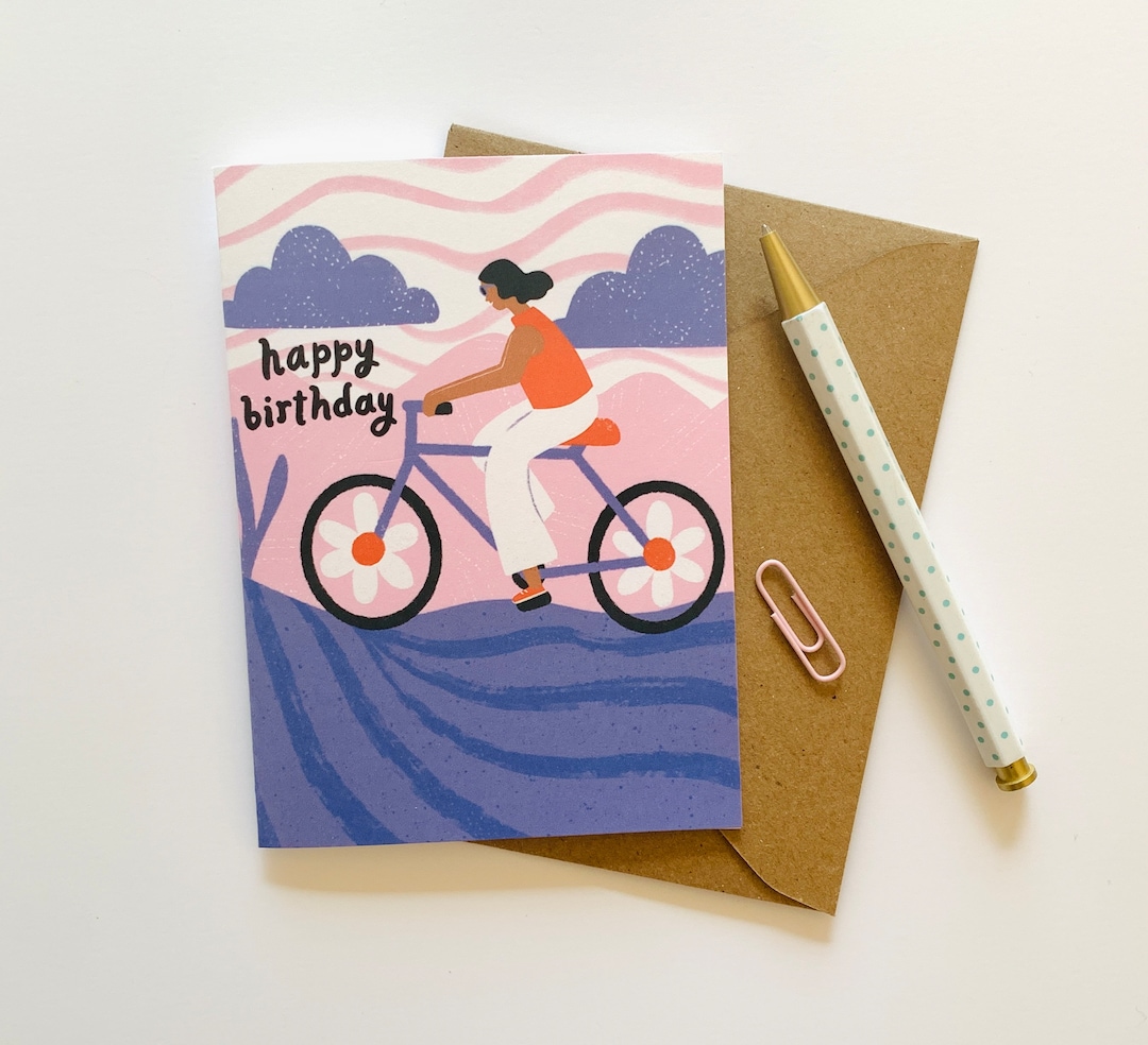 Happy Birthday Bike Ride Card - Etsy
