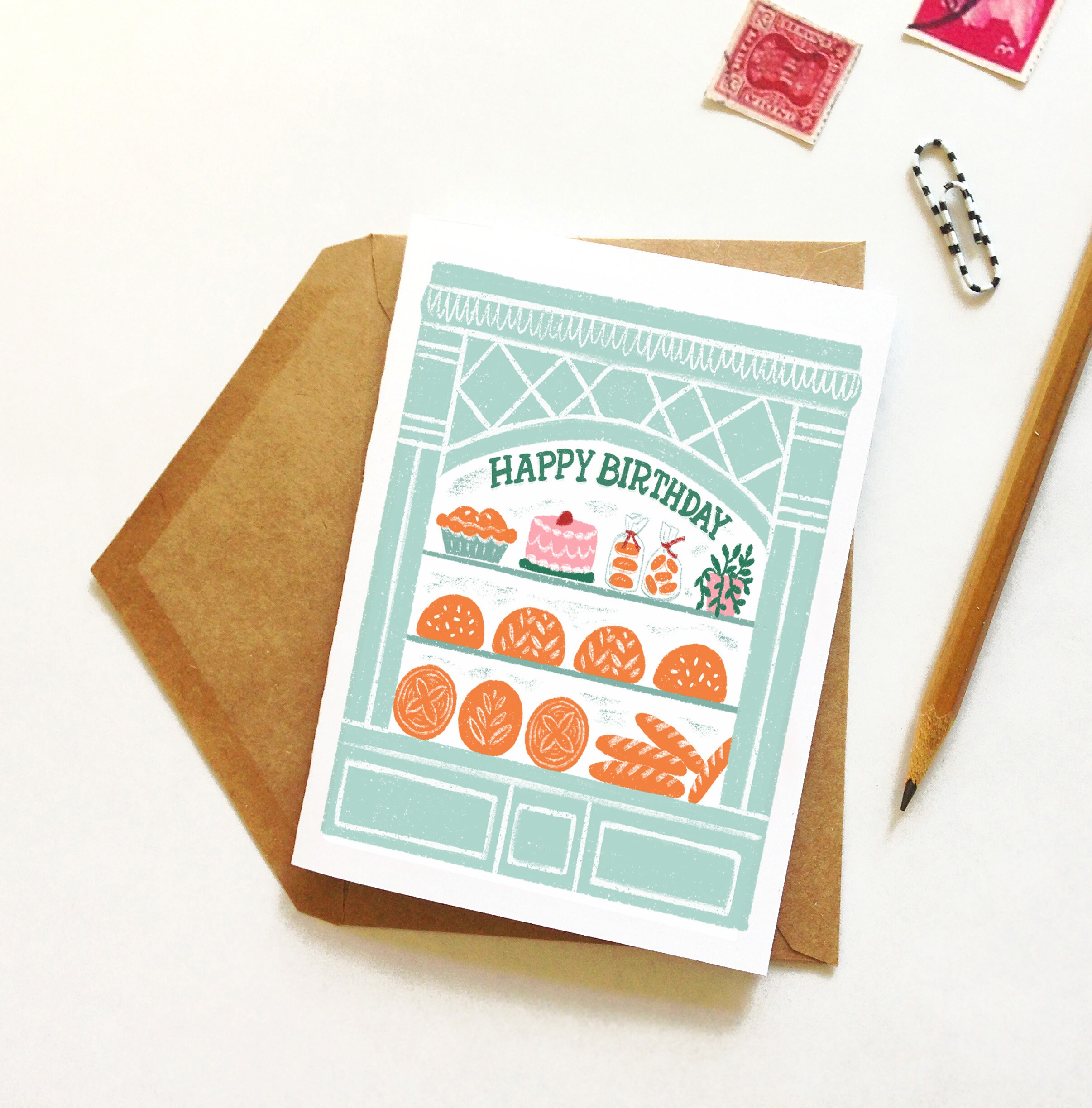 Happy Birthday Bakery Card - 2 Color Options - Etsy