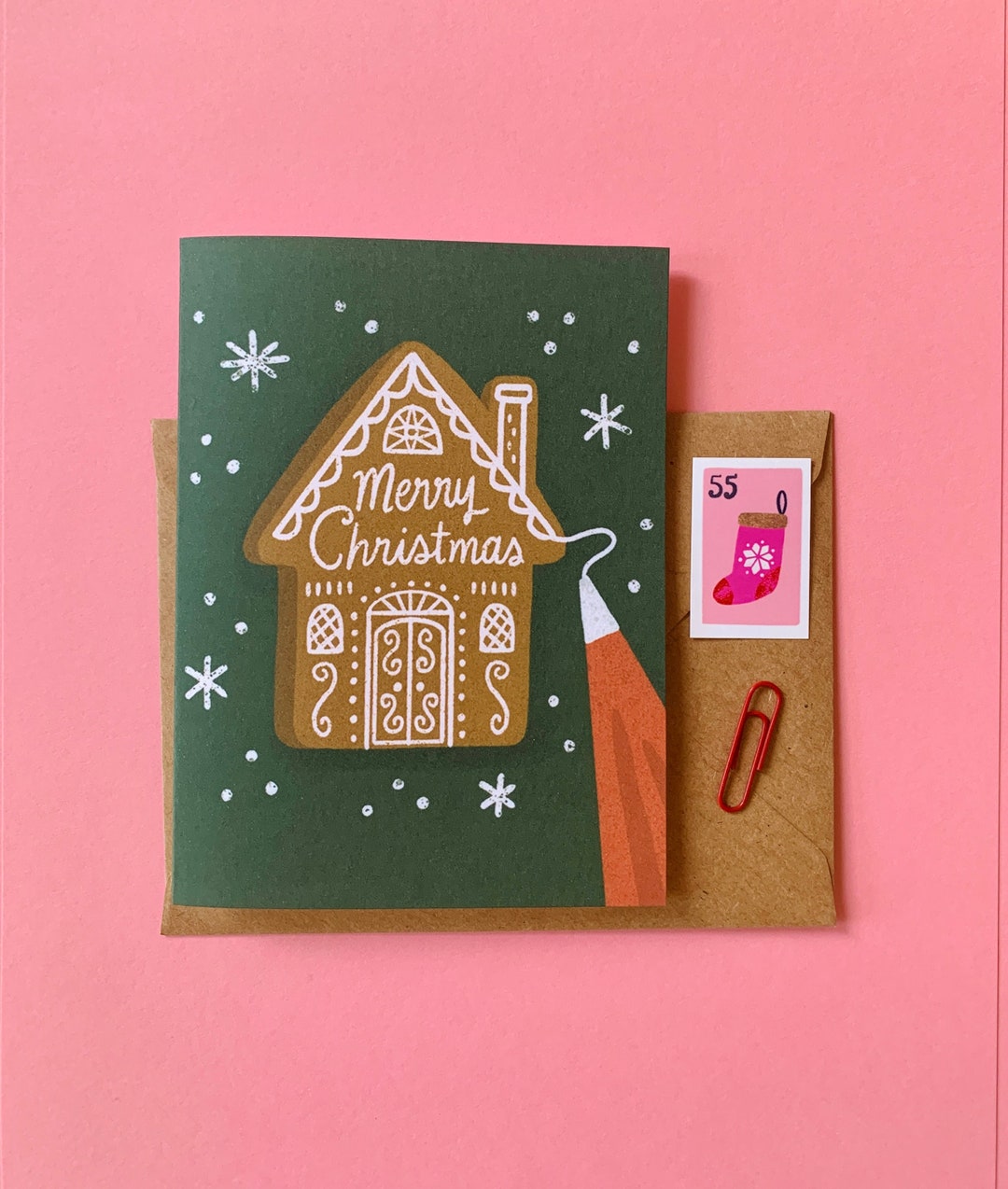 Merry Christmas Gingerbread Card - Etsy