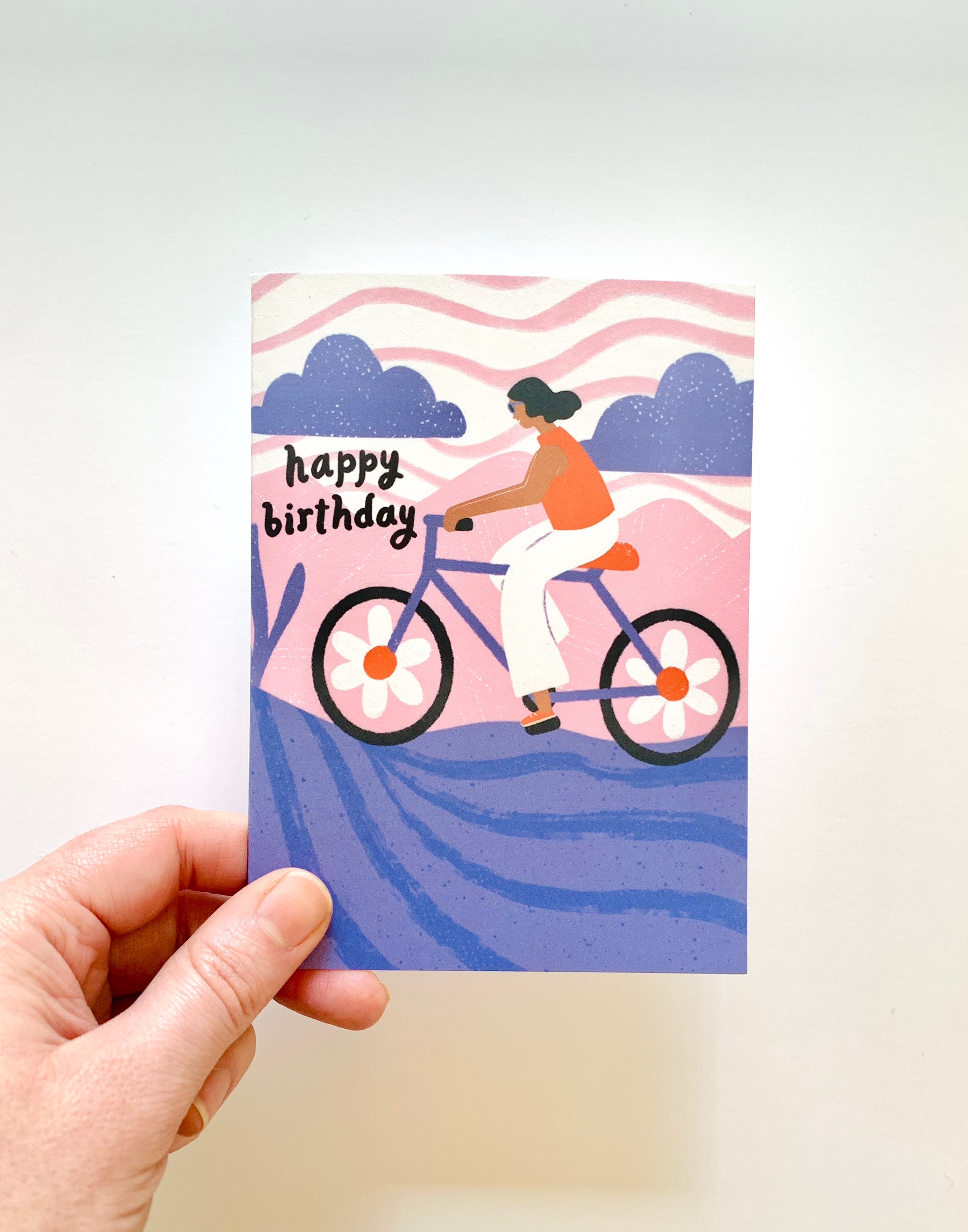 Happy Birthday Bike Ride Card - Etsy