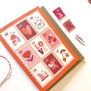 Love Postage Stamp Card- Valentine Card, Friend, Love - Etsy