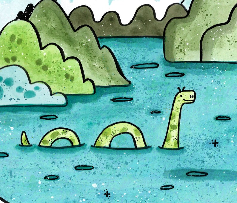 Loch Ness Monster Art Print 5x7 8x10 11x14 Legends Myths | Etsy