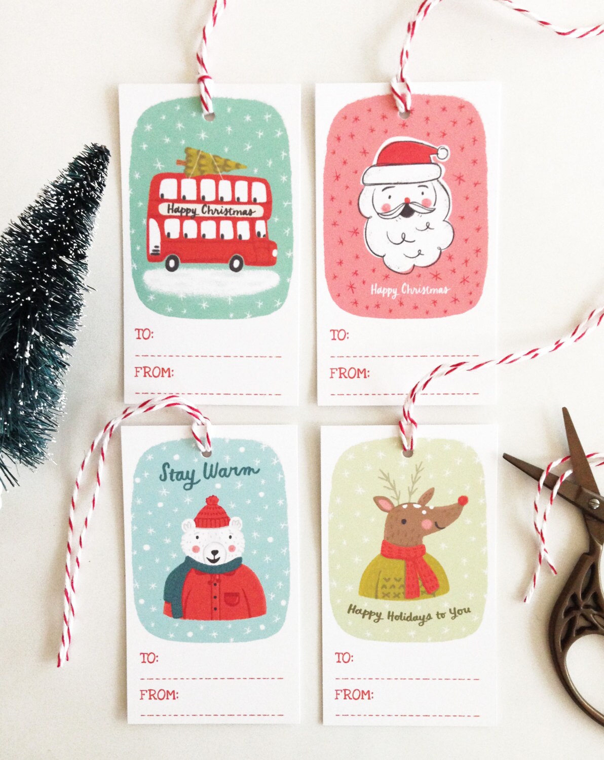 Happy Christmas Printable Gift Tags - Instant Download - Etsy