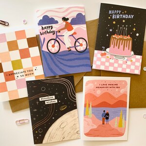 Happy Birthday Spacey Cake Card - Etsy