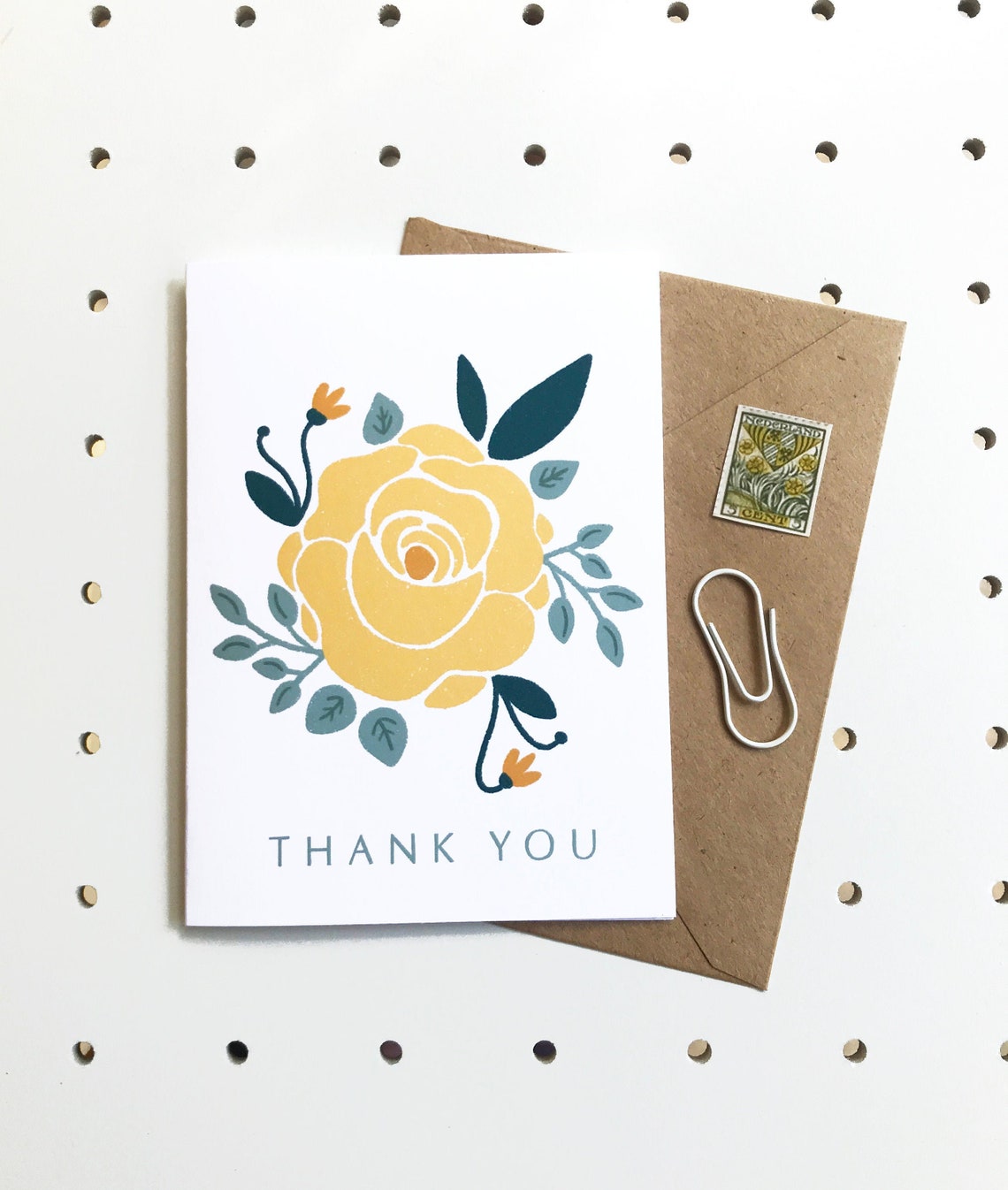 Thank You Card yellow Rose - Etsy
