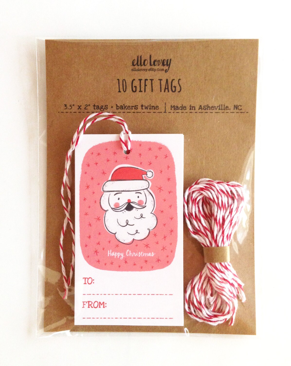 Santa Christmas Gift Tags Set of 10 Happy Christmas | Etsy