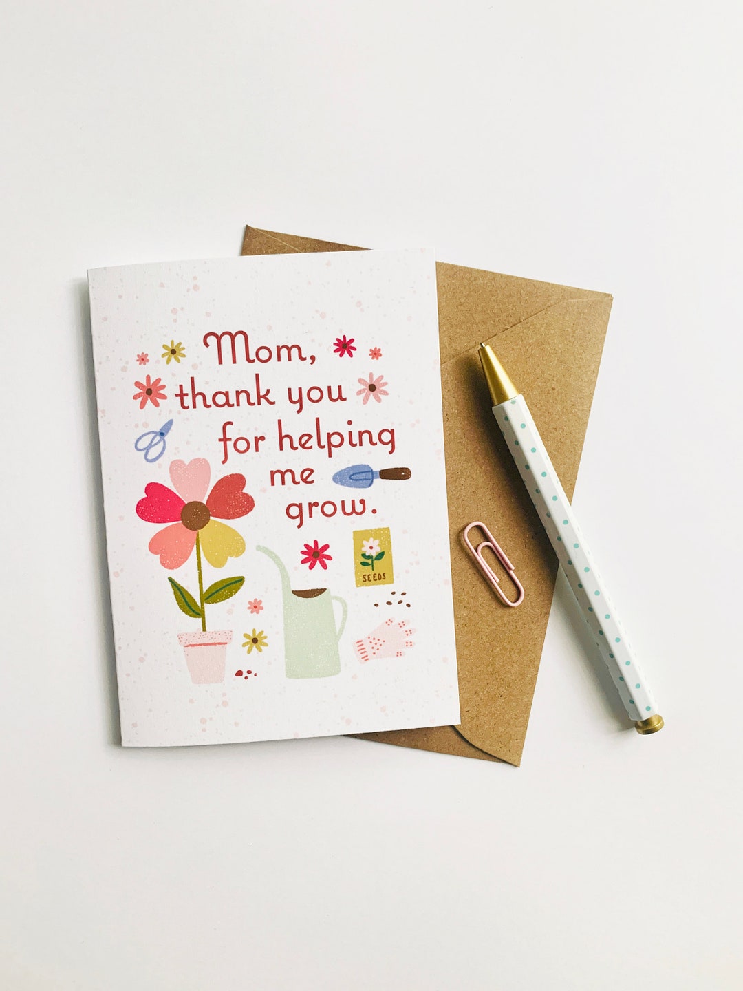 Mom, Thank You for Helping Me Grow Card- Mother's Day - Etsy