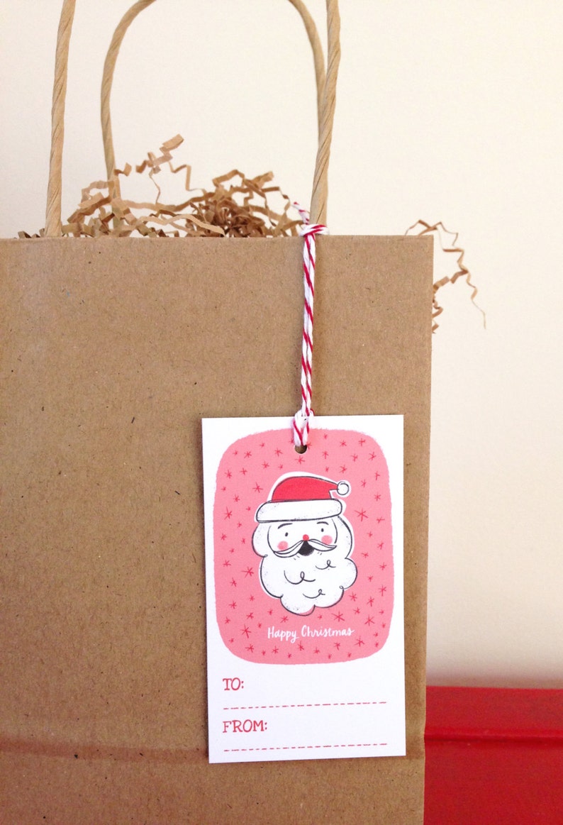 Santa Christmas Gift Tags Set of 10 Happy Christmas - Etsy