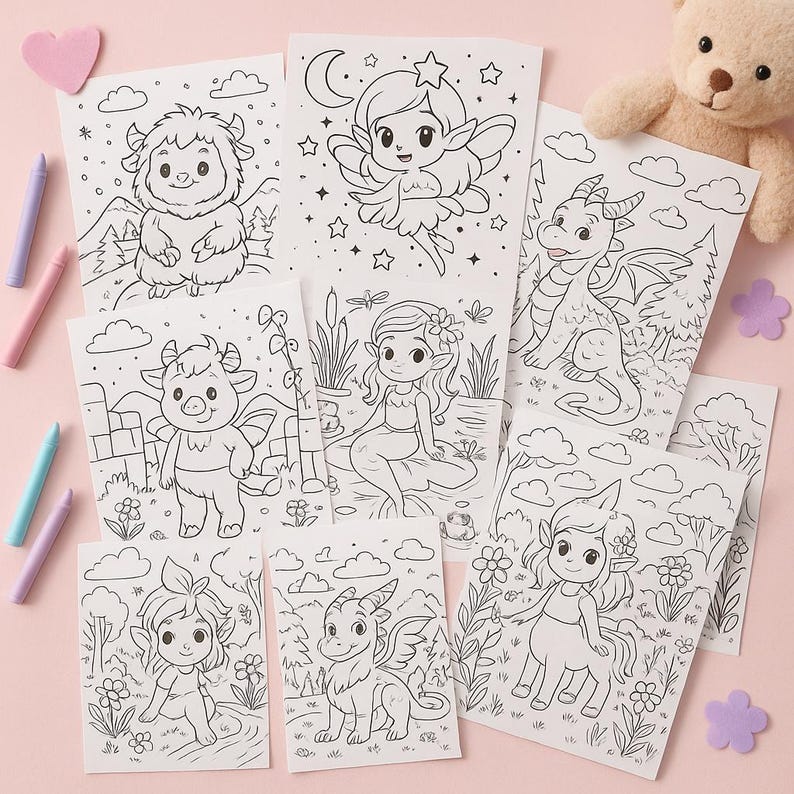 Magical Creatures Coloring Pages | Kids A4 Activity Sheets (digital ...