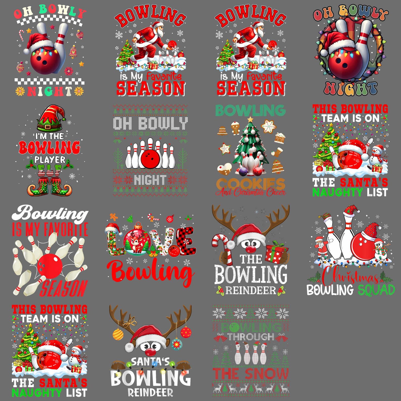 Bowling is My Favorite Season Christmas PNG – Funny Sports Holiday ...