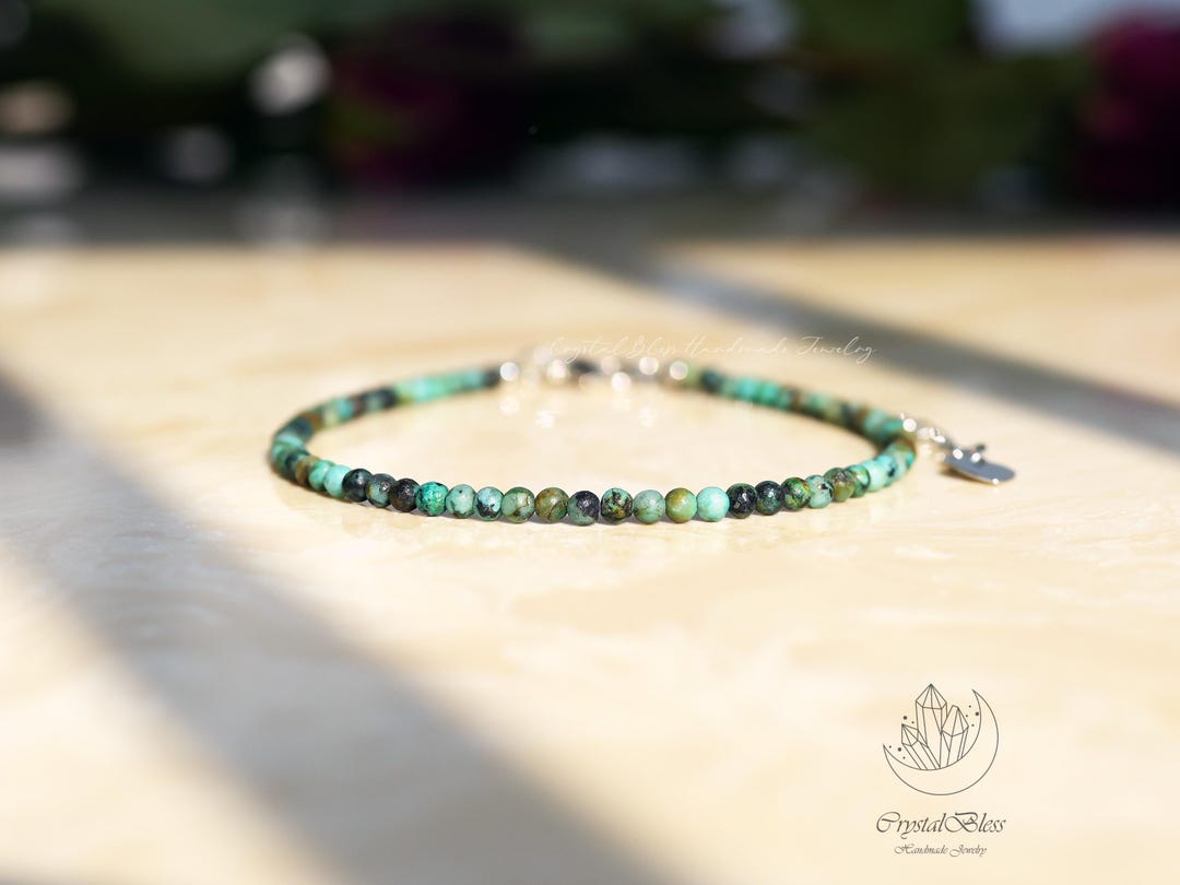 Dainty African Turquoise Crystal Bracelet for Women, Natural African ...