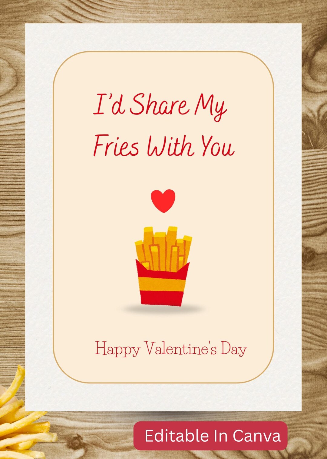 Funny Fries Valentine Card | Food Pun, Boyfriend Gift (digital Download ...