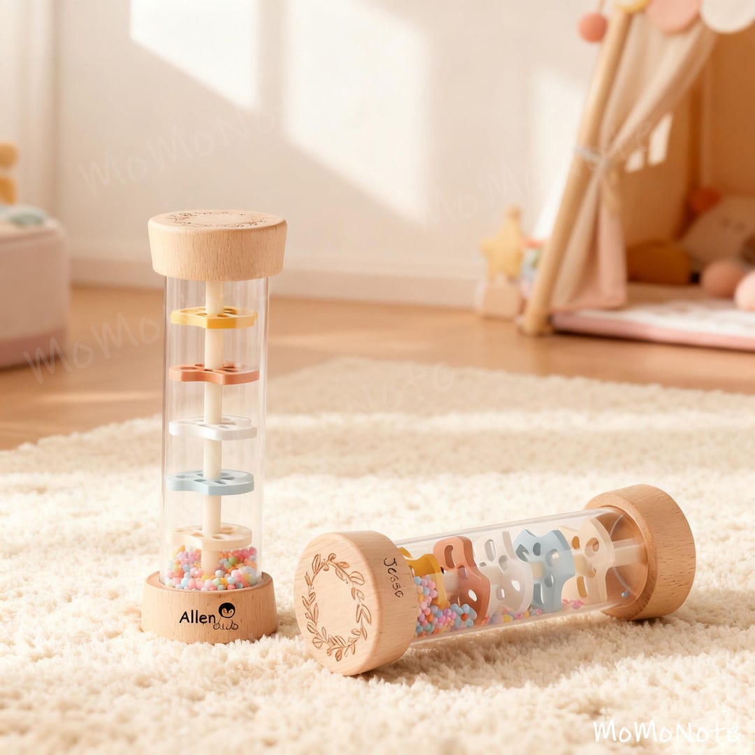 Personalized Baby Sensory Toys, Custom Wooden Rain Tubes, Newborn Gifts ...