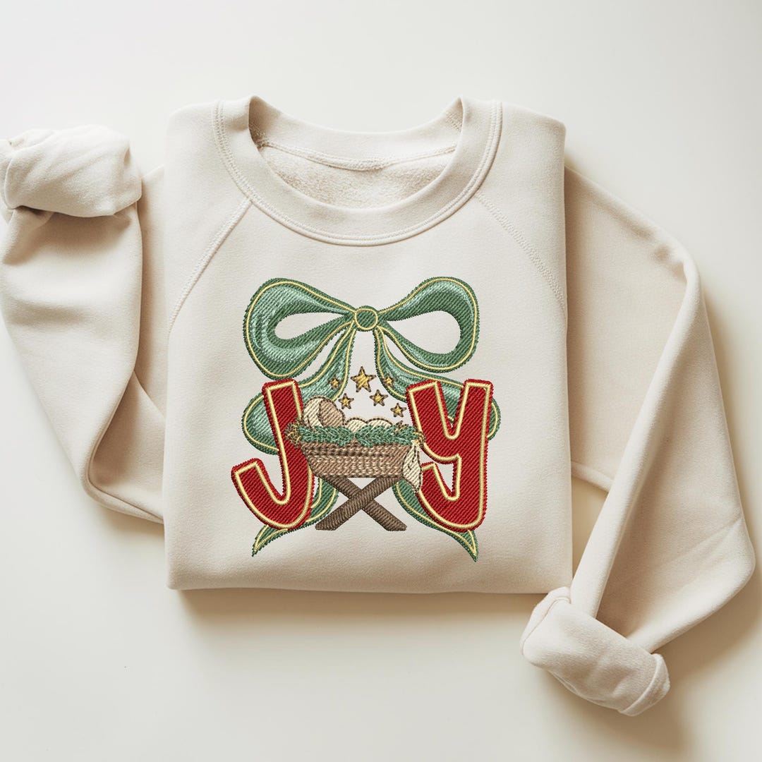 Joy Nativity Embroidery Design, Manger Christmas Pattern (digital ...