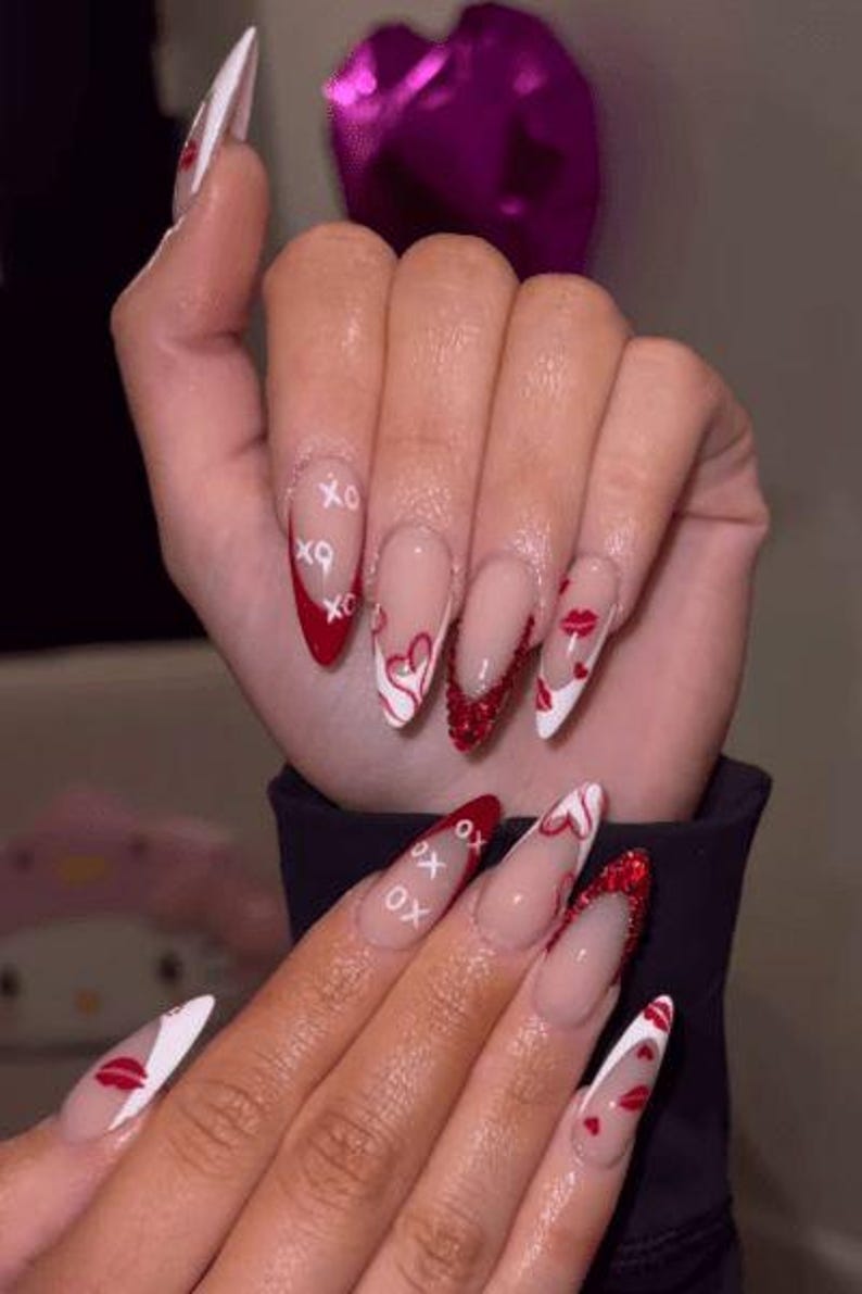 Complex Valentines Nails - Etsy