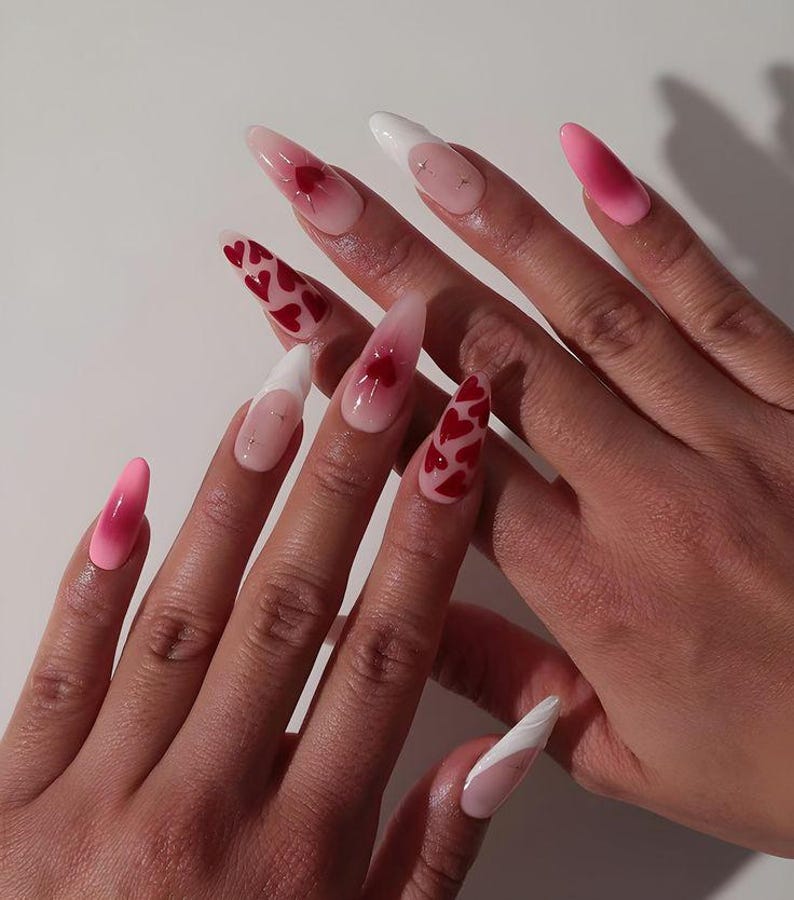Complex Valentines Nails - Etsy
