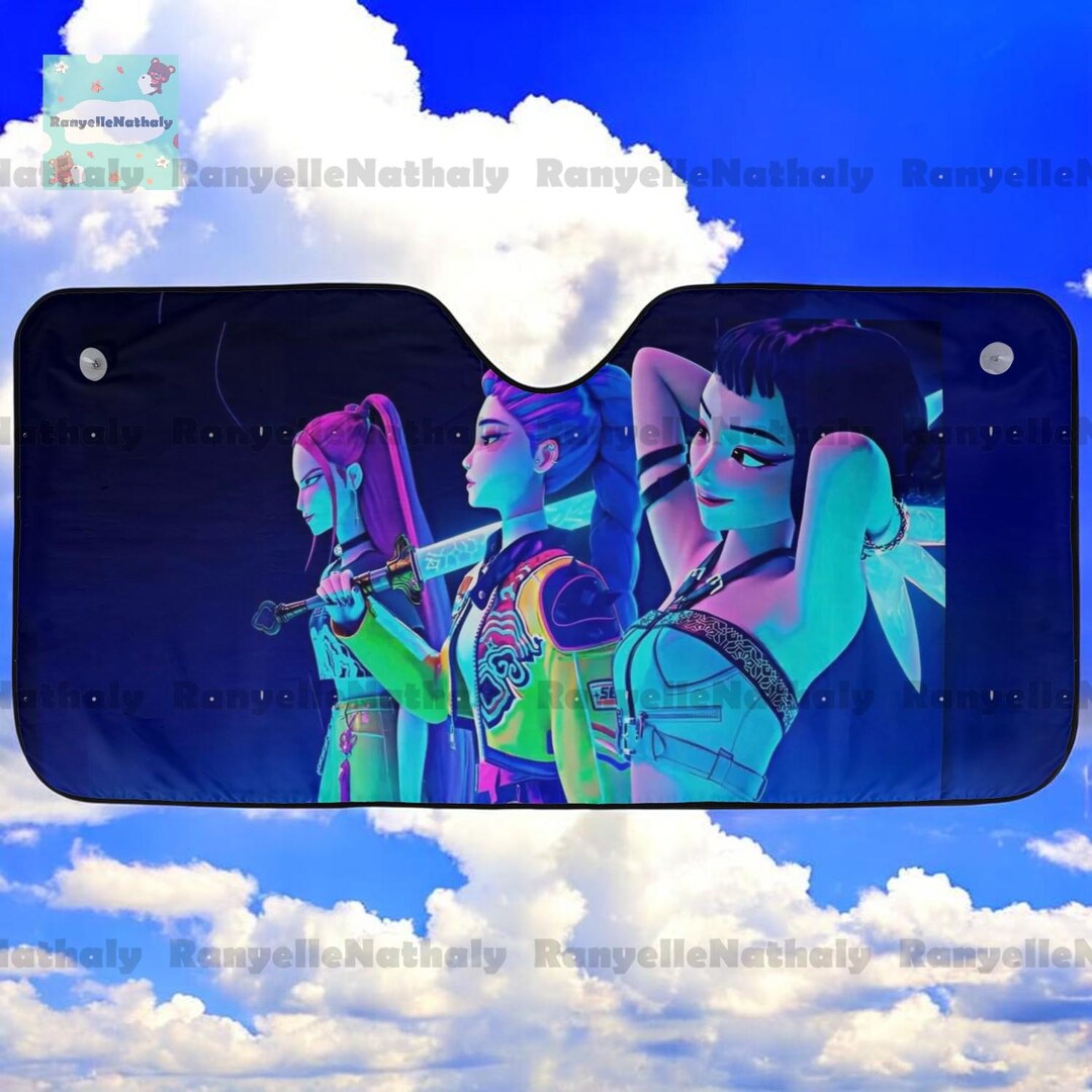 Kpop Idol Rumi Mira Zoey Car Sunshade, Huntrix Demon Hunter Floral ...