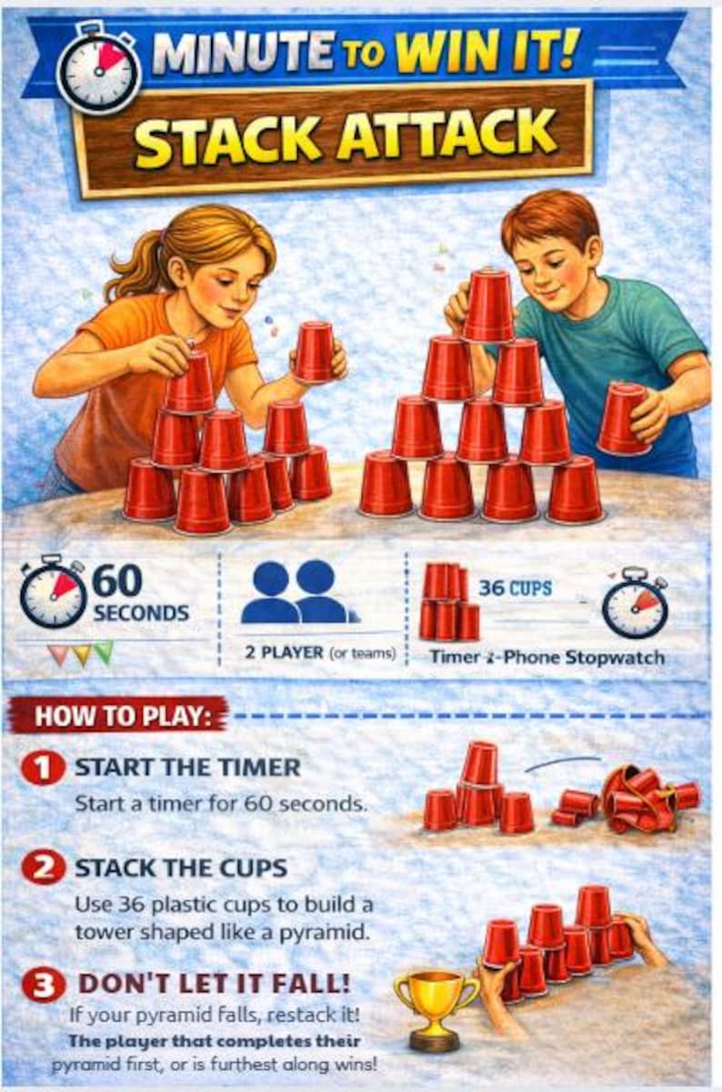 Minute to Win It Games for Kids - Etsy