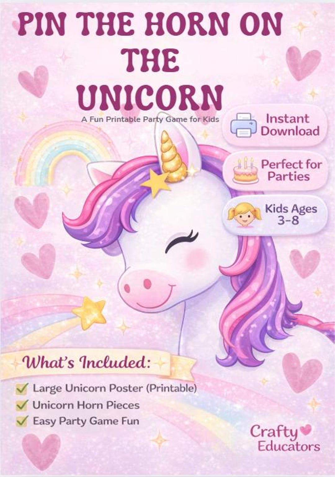 Unicorn Party Game Printable – Pin the Horn on the Unicorn - Etsy UK