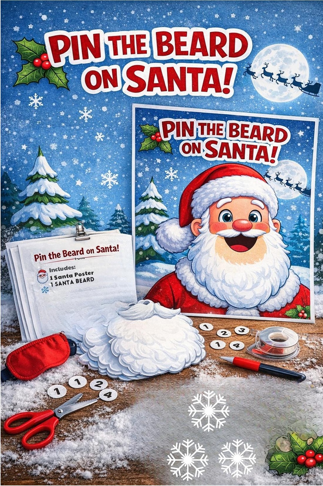 Pin the Beard on Santa – Printable Christmas Game for Kids - Etsy