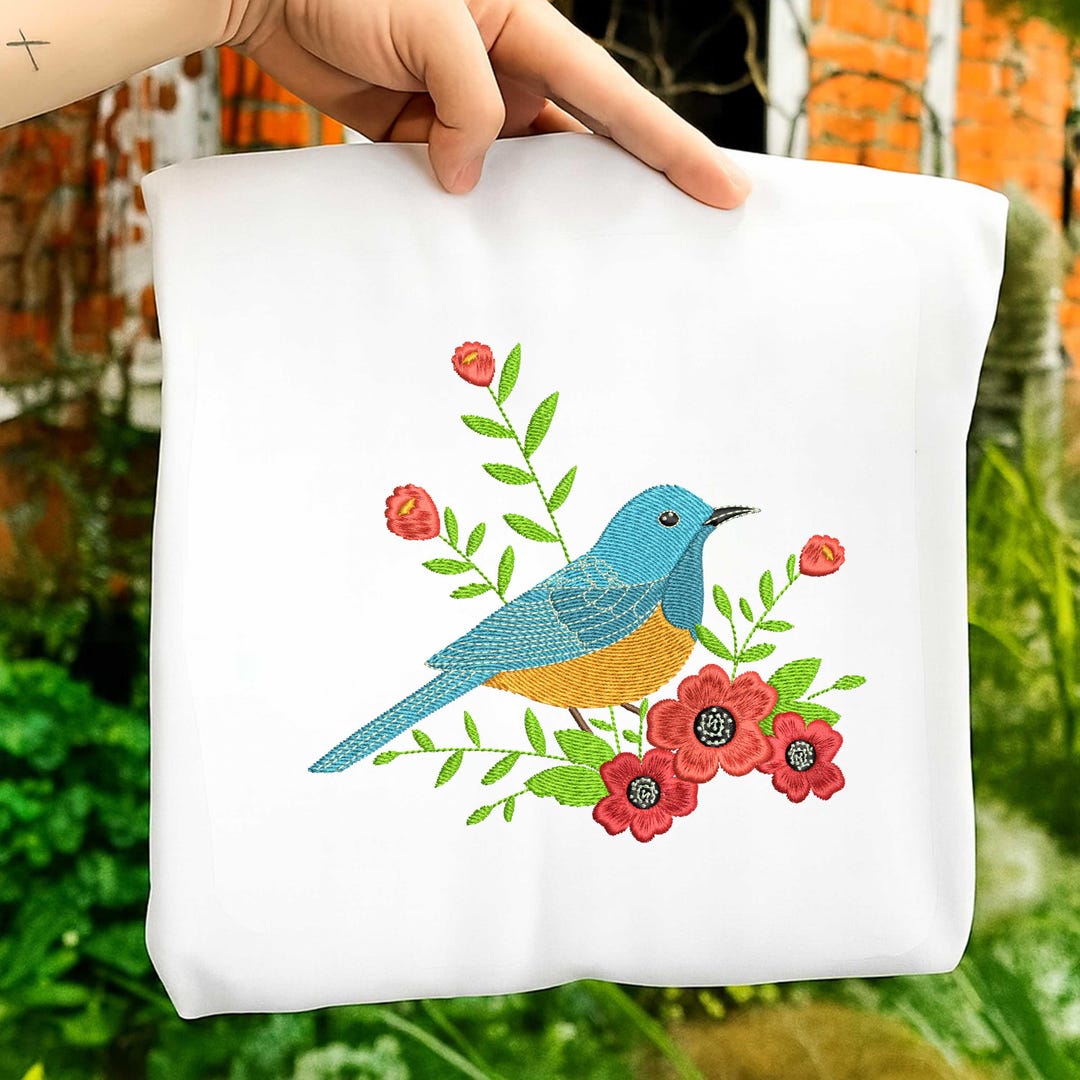 Bluebird Floral Embroidery Design, Machine Embroidery Pattern (digital ...