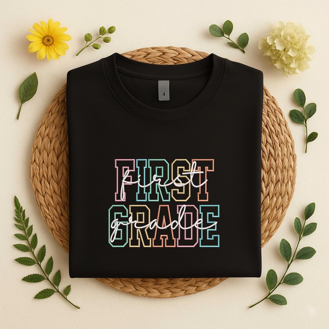 First Grade Embroidery Design, Back to School Lettering (digital ...