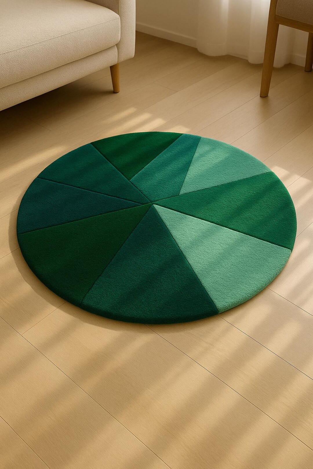 Modern Green Geometric Round Area Rug - Contemporary Circle Floor Mat ...