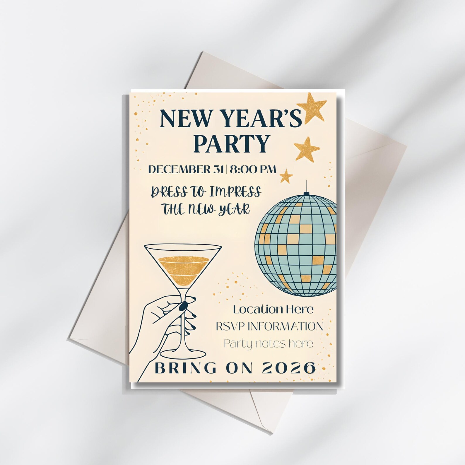 New Year's Eve Party Invitation Template | Editable Canva NYE Invite ...