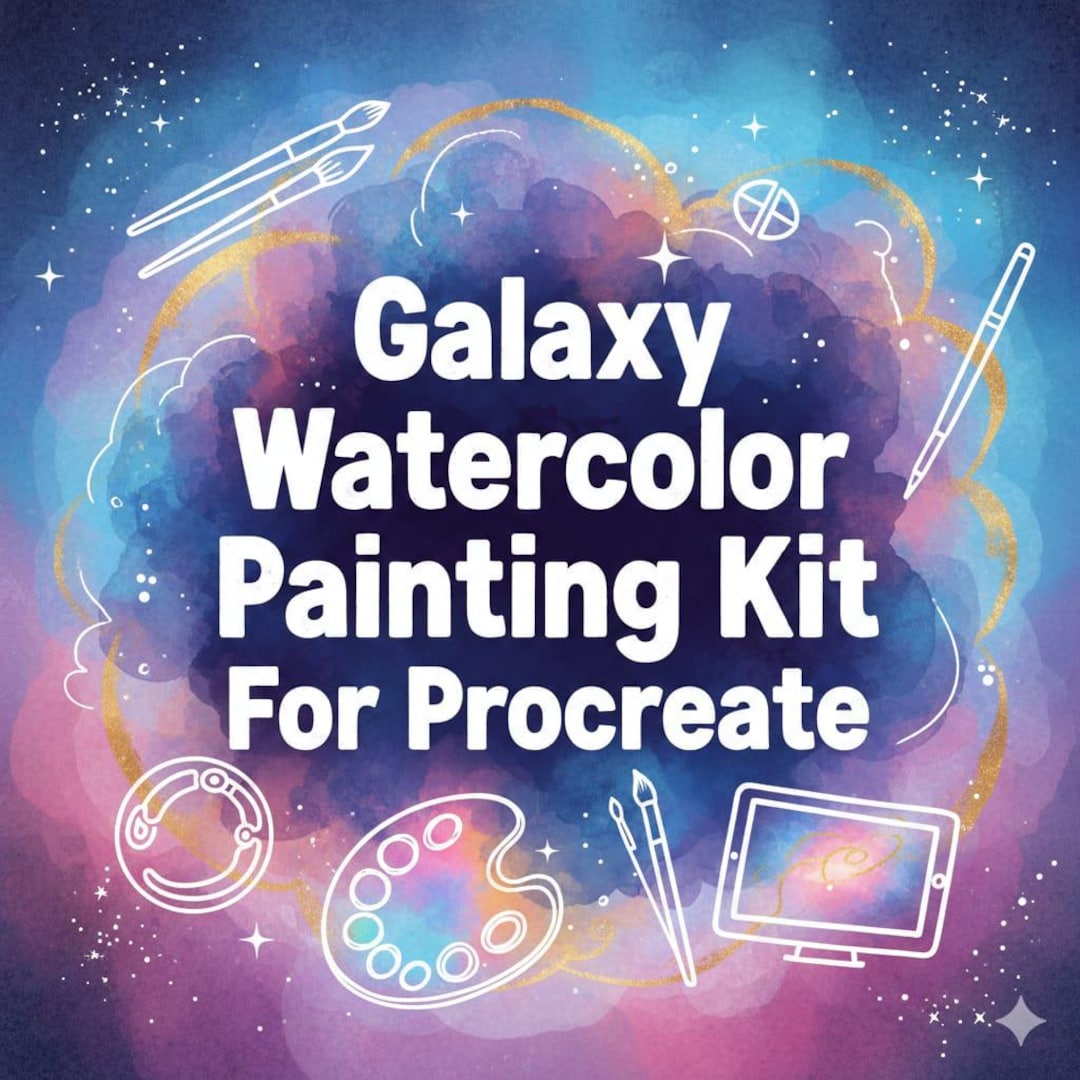 Galaxy Watercolor Procreate Brush Pack | Cosmic Starry Sky Kit ...