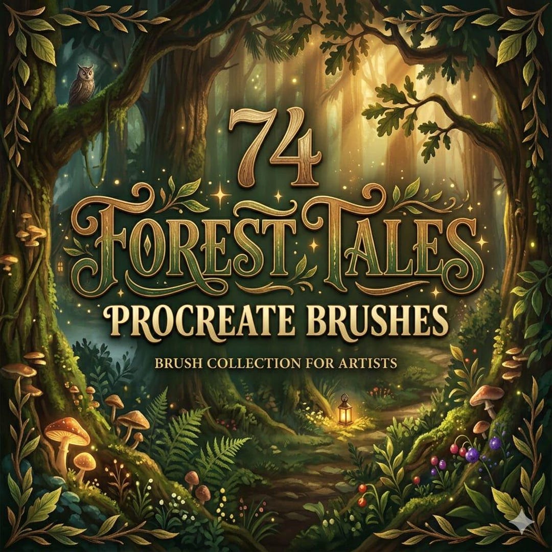 74 Forest Procreate Brushes, Nature, Trees, Leaves & Woodland Texture ...