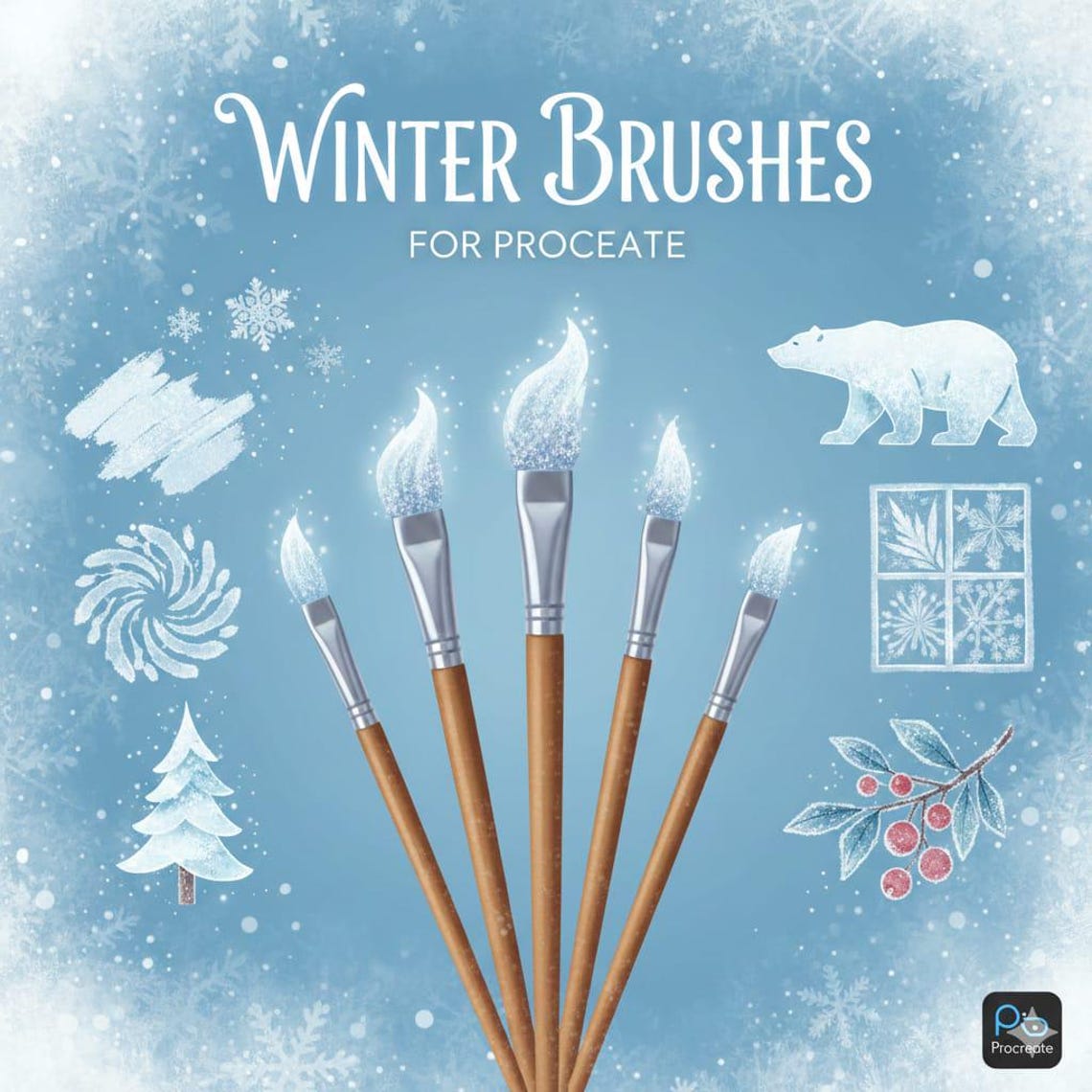 Procreate Winter Brush Pack | Snowflakes, Frosted Effects & Cold ...
