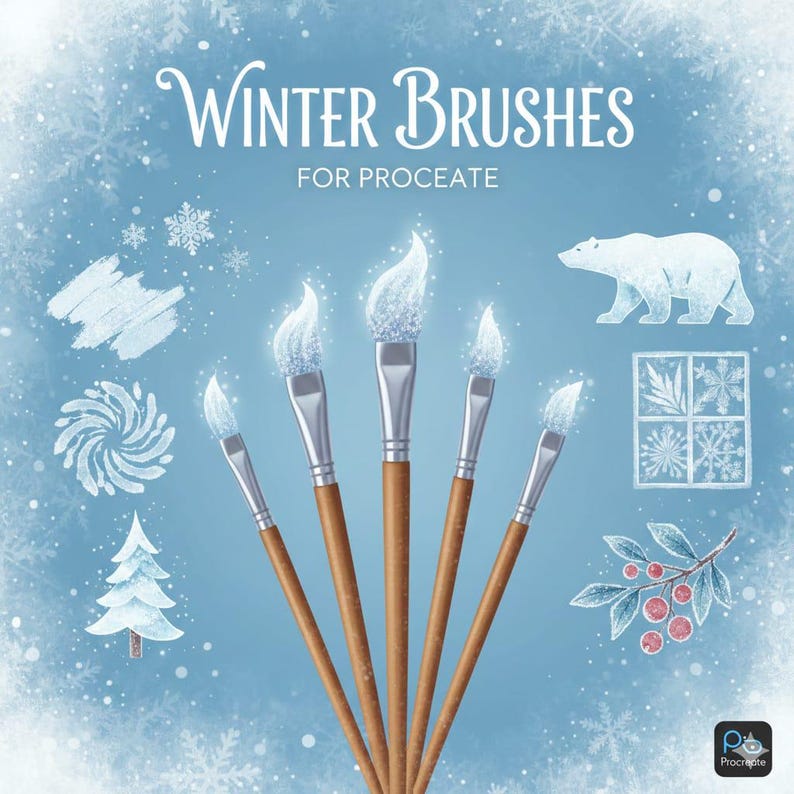 Procreate Winter Brush Pack | Snowflakes, Frosted Effects & Cold ...