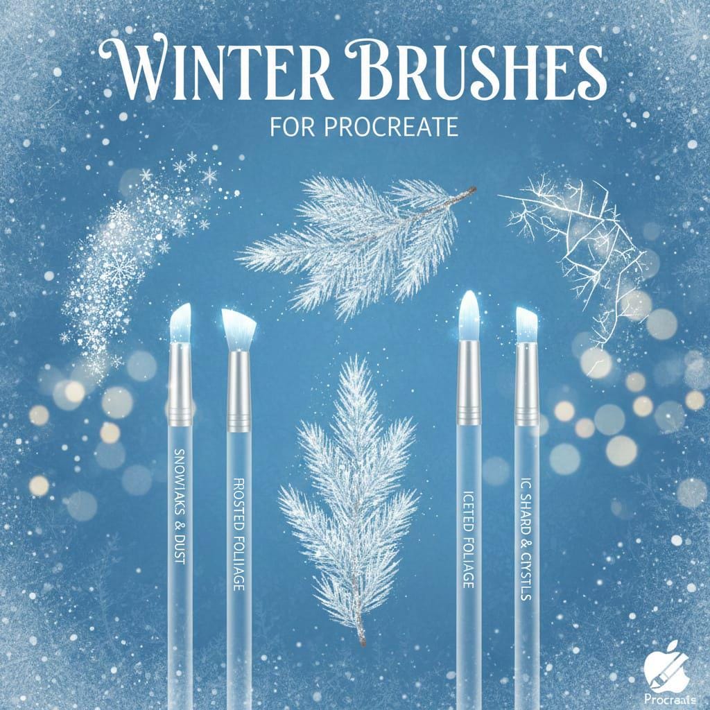 Procreate Winter Brush Pack | Snowflakes, Frosted Effects & Cold ...