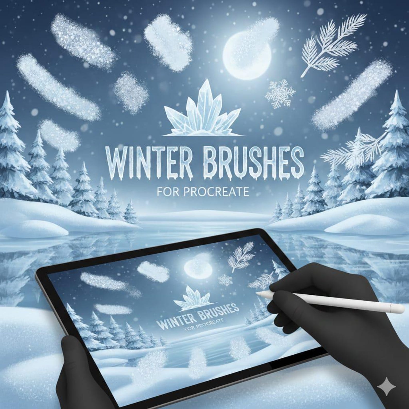 Procreate Winter Brush Pack | Snowflakes, Frosted Effects & Cold ...