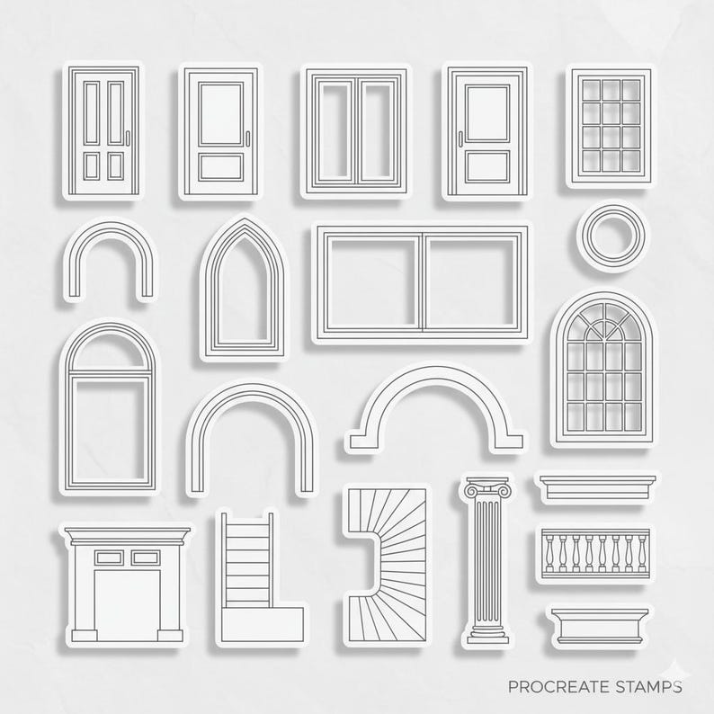 750 Interior Design Stamps for Procreate | Furniture, Room Layout ...