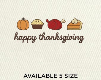 Happy Thanksgiving Embroidery Design, Pumpkin Pie Turkey Embroidery ...