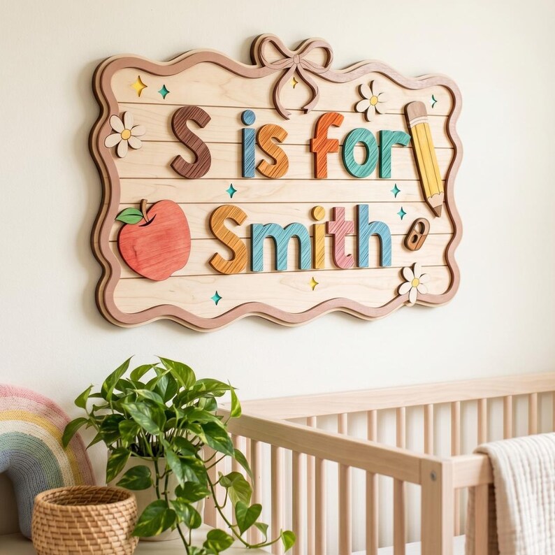 Custom Wooden Name Sign, Baby Nursery Decor, 3D Personalized Monogram ...