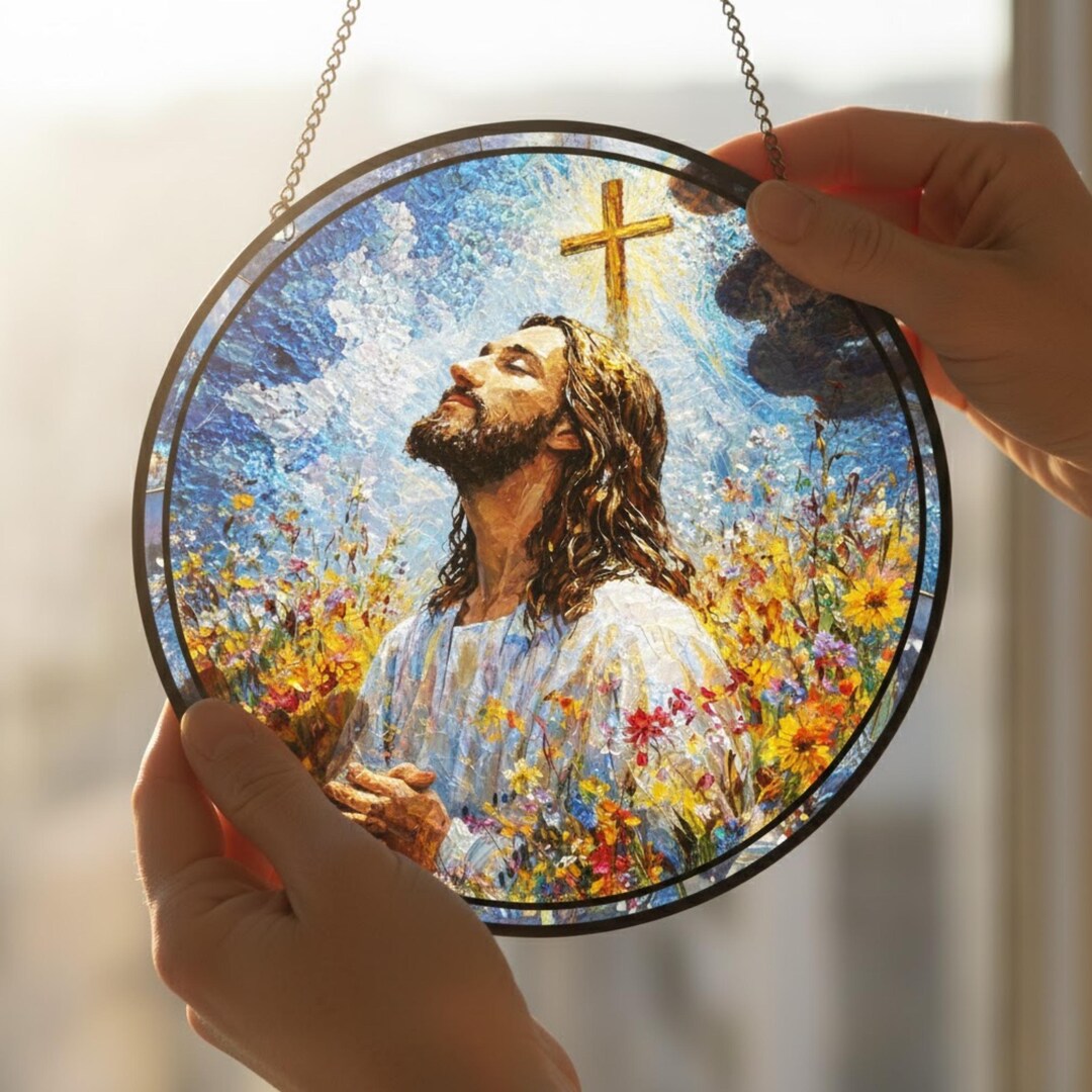Jesus Christ Stained Glass Window Suncatcher, Faith Inspired Window ...