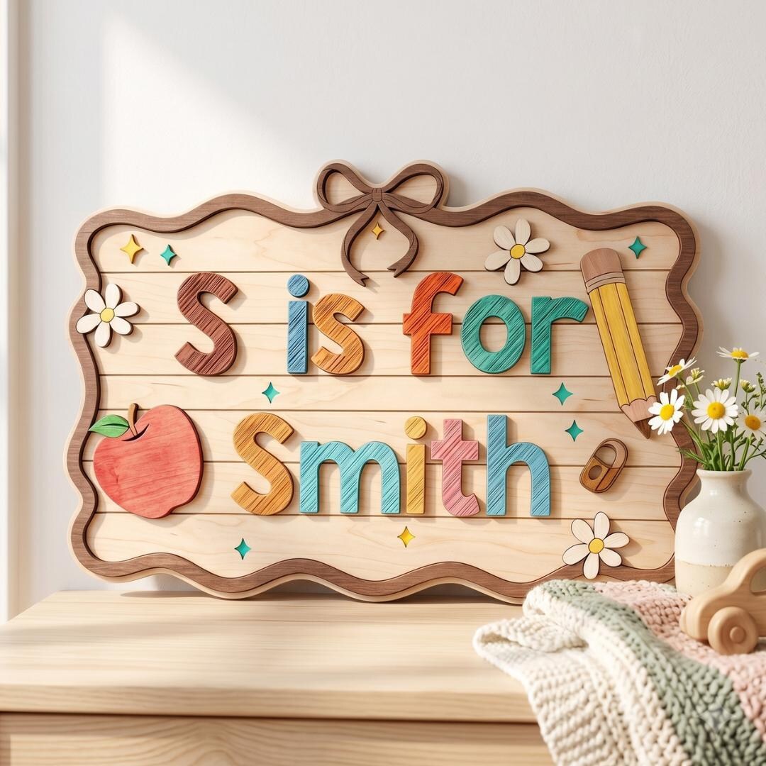 Custom Wooden Name Sign, Baby Nursery Decor, 3D Personalized Monogram ...