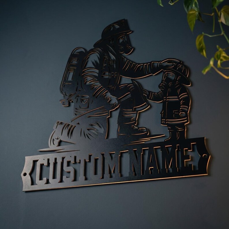 Personalized Firefighter Metal Sign, Custom Fireman Name Wall Art ...