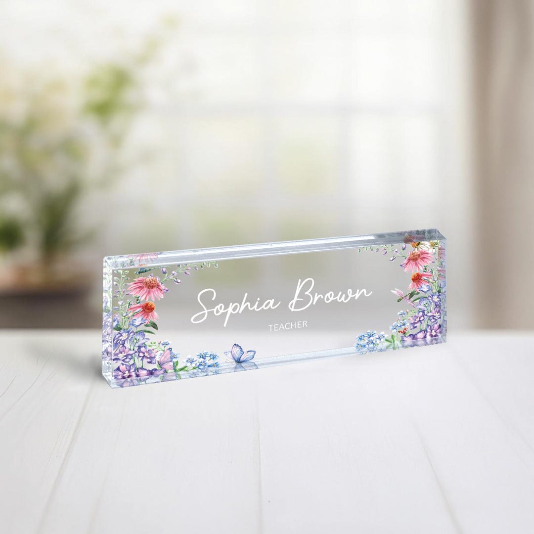 Desk Name Plate, Acrylic Desk Plaque, Personalized Name Acrylic Desk ...