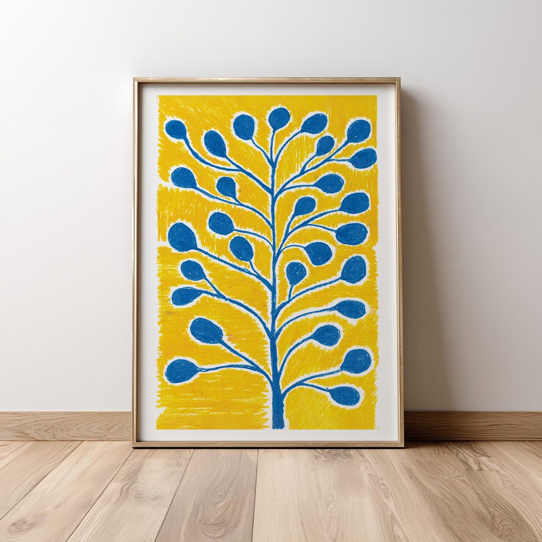 Blue Buds Wax Pastel Wall Art (digital Download) - Etsy