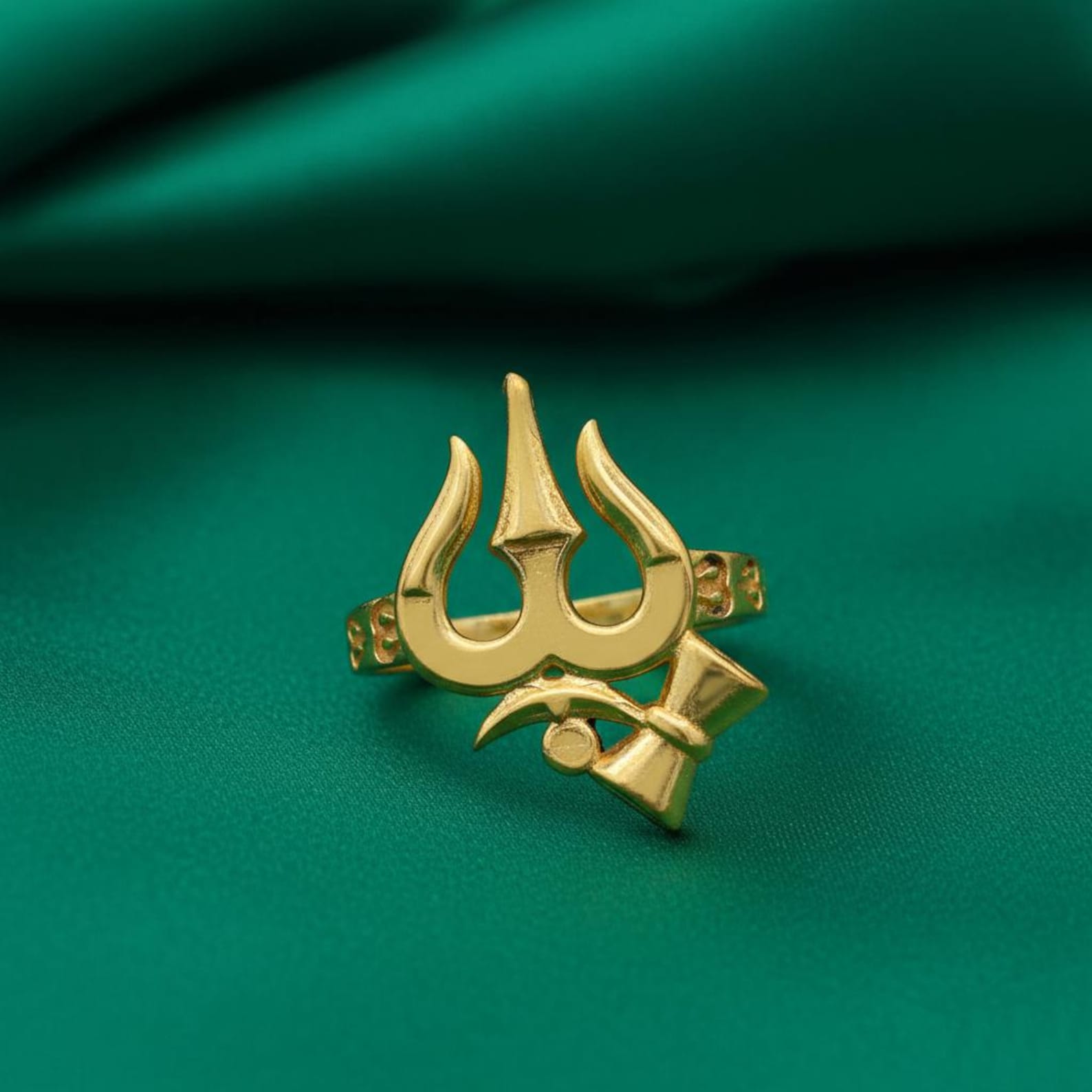 Gold Trishul Damru Ring for Men, Lord Shiva Symbol Jewelry, Hindu ...