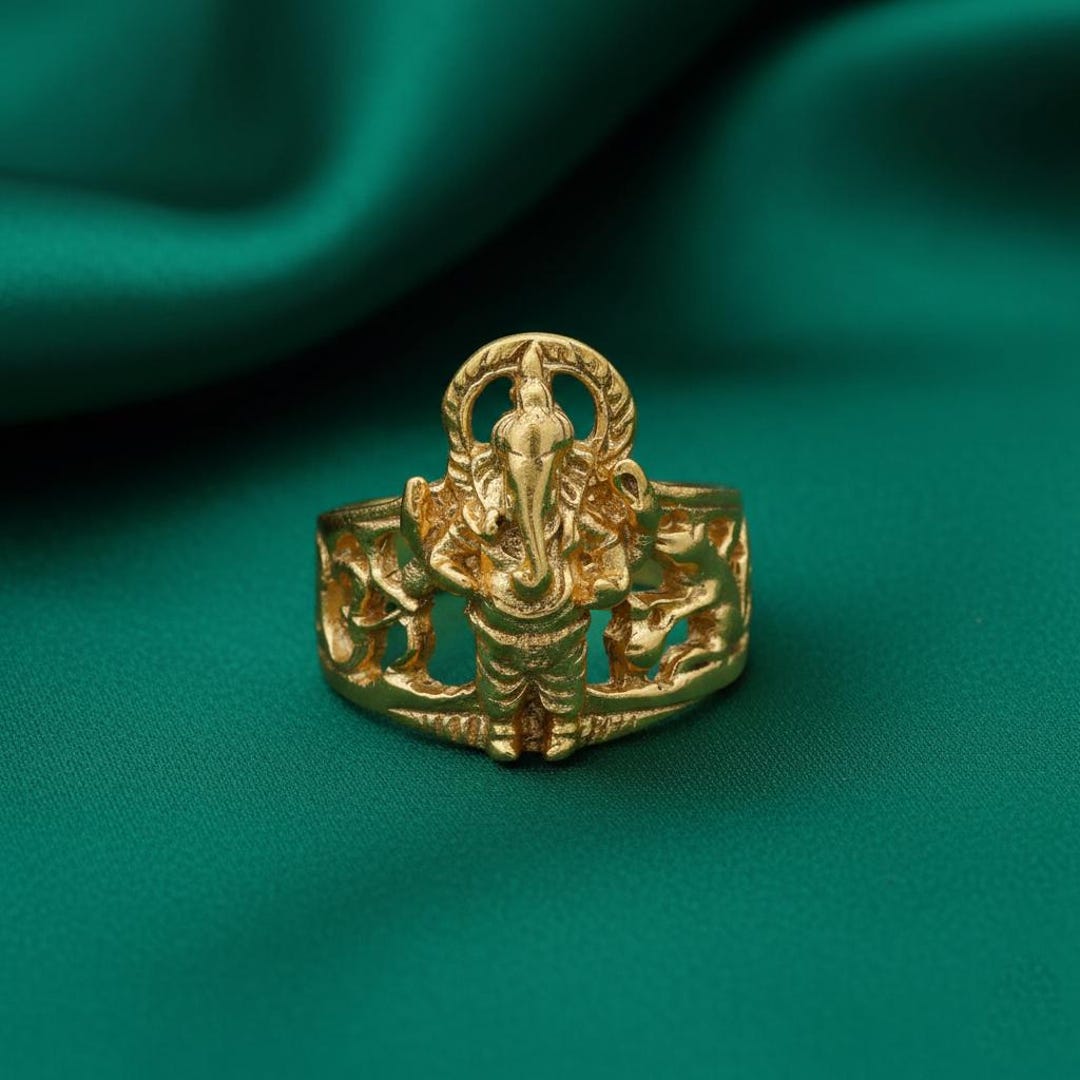 Gold Ganesha Ring | Handmade Hindu Jewelry - Etsy