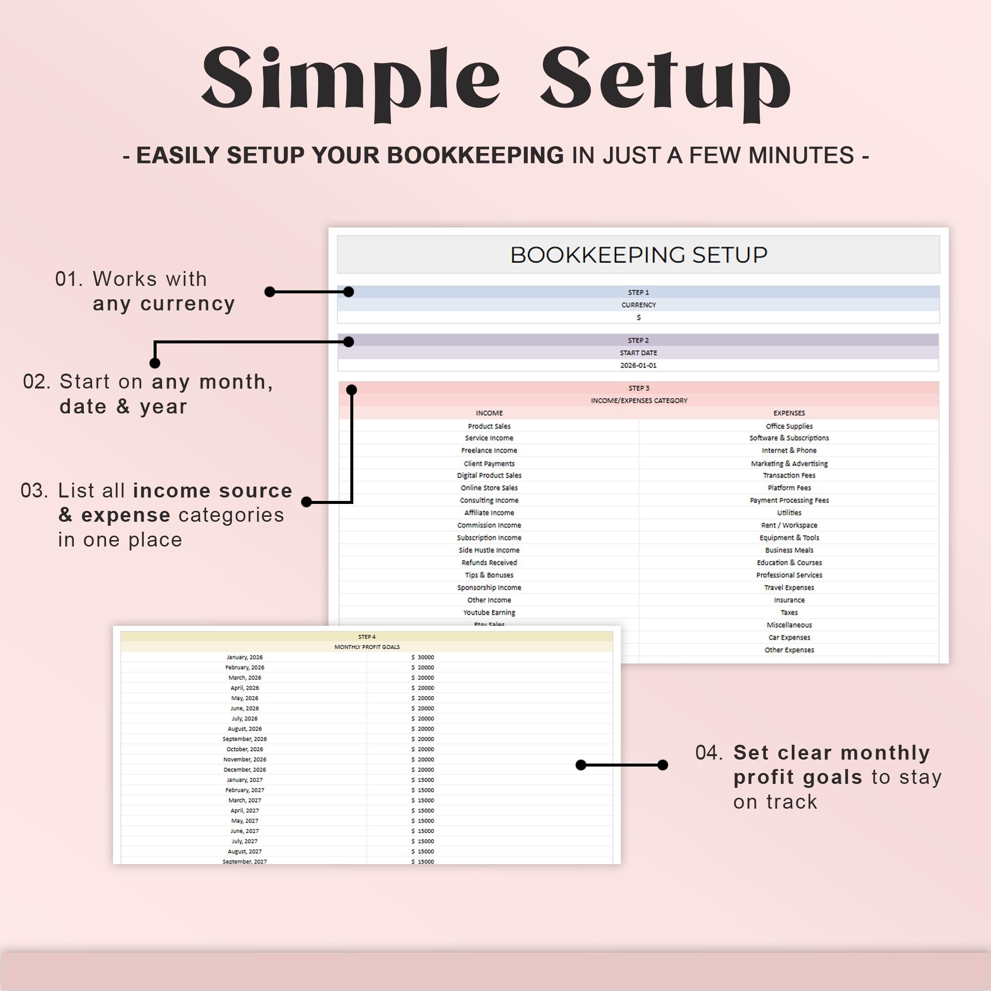 Ultimate Bookkeeping Spreadsheet Template Google Sheet Sales Tax ...