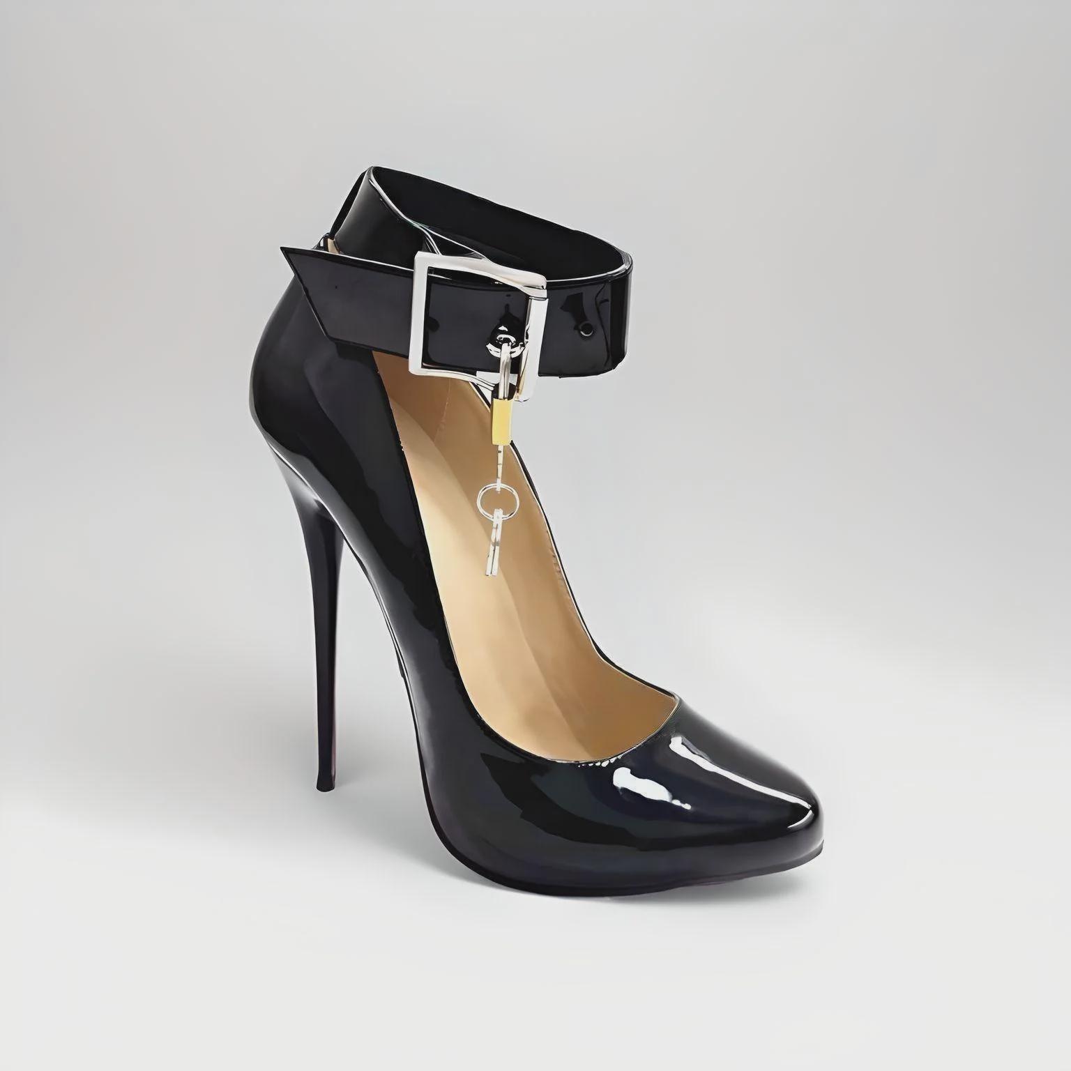 Stiletto Round Toe Locking Pumps With Buckle – 16cm / 6" High Heel - Etsy