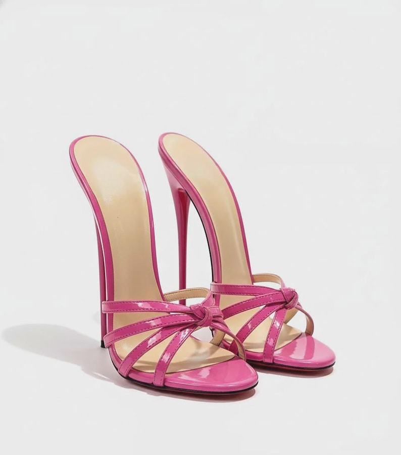 Strappy Stiletto Round Toe Mules | Handmade High Heel Sandals | Custom ...