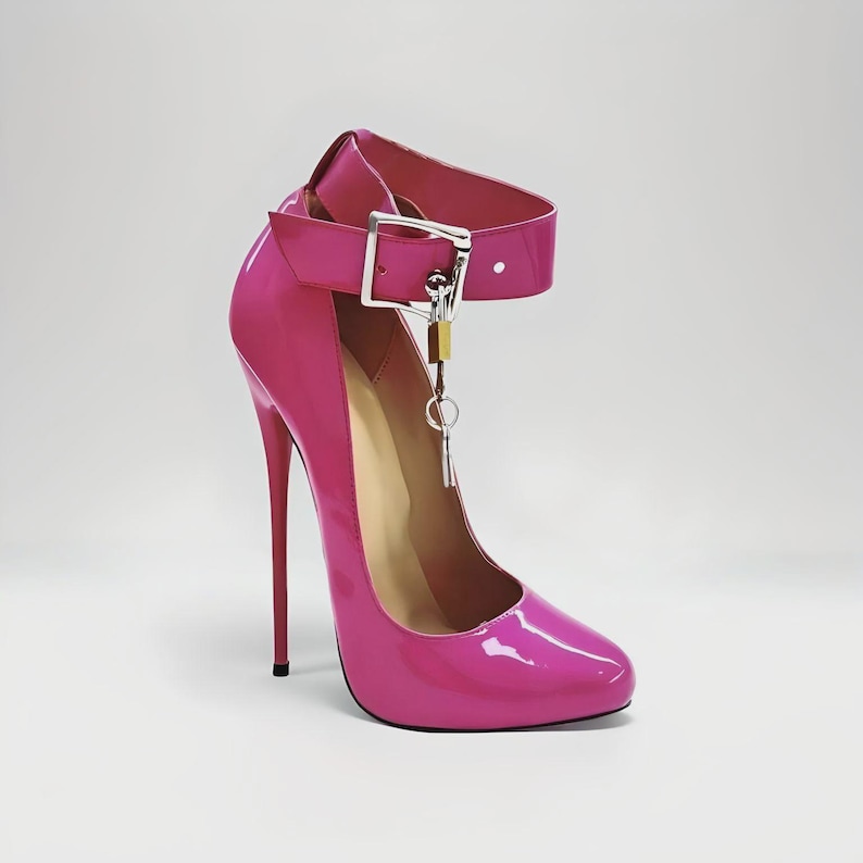 Stiletto Round Toe Locking Pumps With Buckle – 16cm / 6" High Heel - Etsy