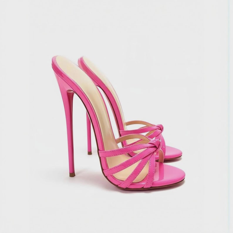 Strappy Stiletto Round Toe Mules | Handmade High Heel Sandals | Custom ...